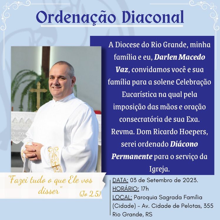 Darlen Vaz – Psicólogo do ICaPP e Diácono Permanente da Igreja!